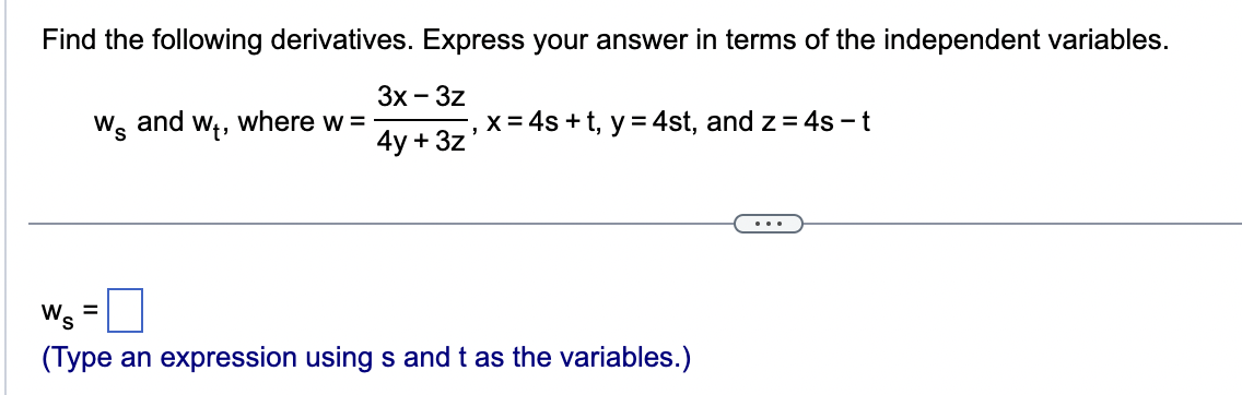 Solved Find the following derivatives. Express your answer | Chegg.com