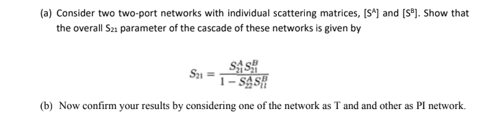 (a) Consider two two-port networks with individual | Chegg.com