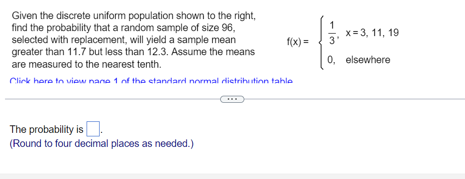 Solved Given the discrete uniform population shown to the | Chegg.com