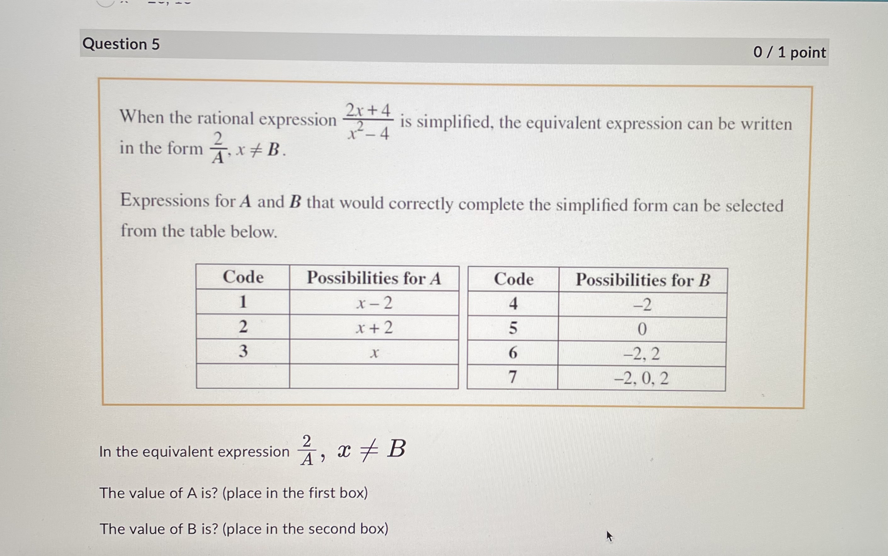 Solved When the rational expression x2−42x+4 is simplified, | Chegg.com