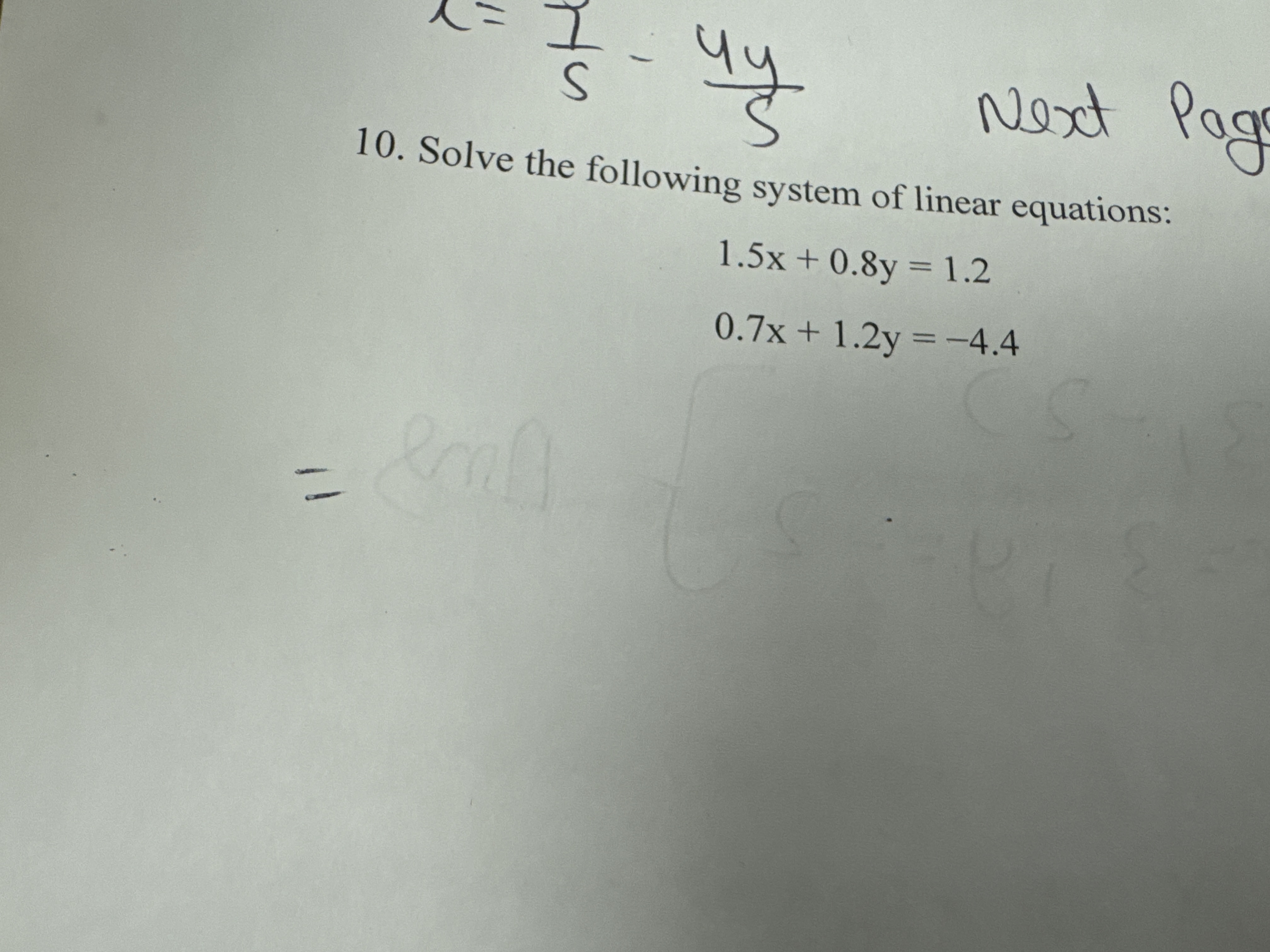 Solved Solve the following system of linear | Chegg.com