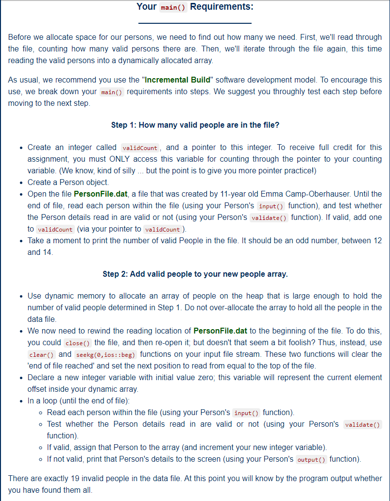 Solved The Person Class Write a Person class in C++, with | Chegg.com
