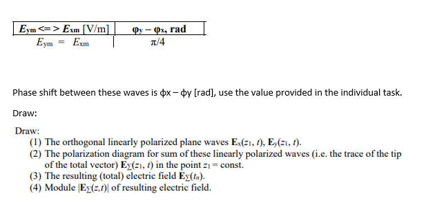 Solved Phase shift between these waves is ϕx−ϕy [rad], use | Chegg.com