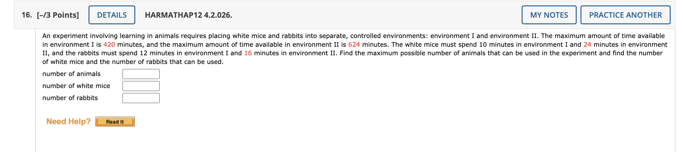 Solved [-/3 Points] HARMATHAP12 4.2.026. An experiment | Chegg.com