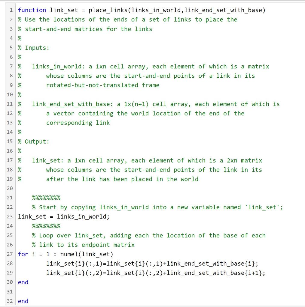 Solved = 1 function link_set place_links(links_in_world, | Chegg.com