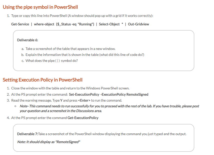 Solved Using the pipe symbol in PowerShell 1. Type or copy | Chegg.com