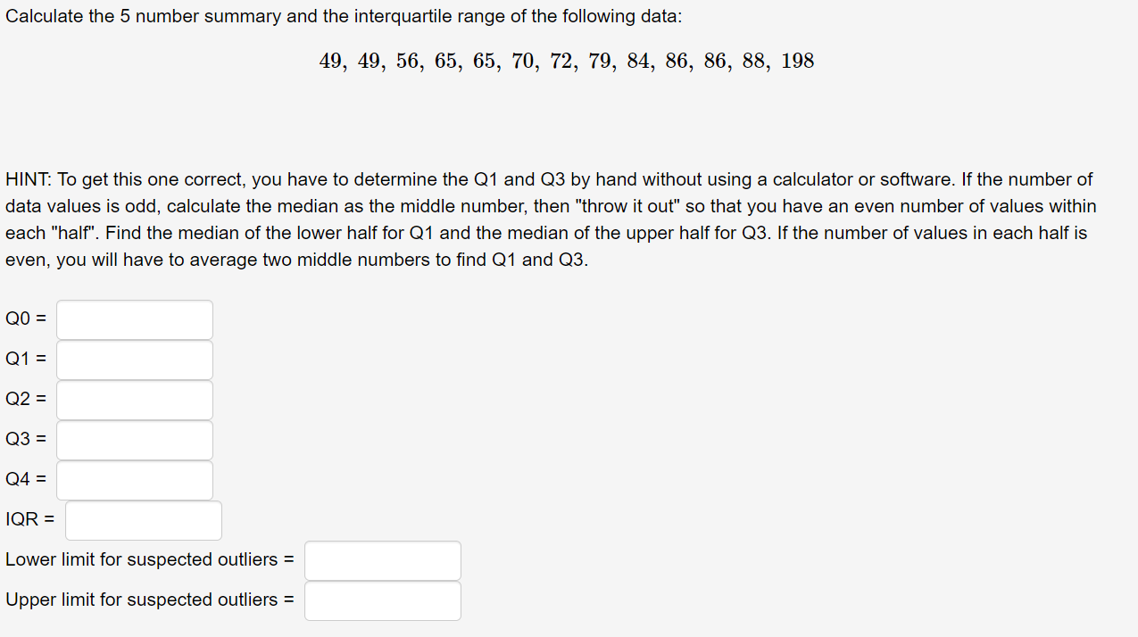 Solved Calculate The 5 Number Summary And The Interquartile Chegg