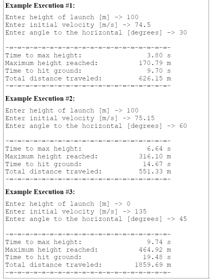 Solved Problem: Given as input the initial height, velocity, | Chegg.com