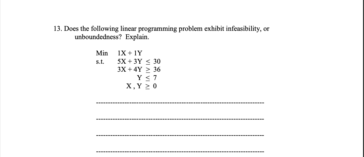 Solved Does the following linear programming problem exhibit | Chegg.com