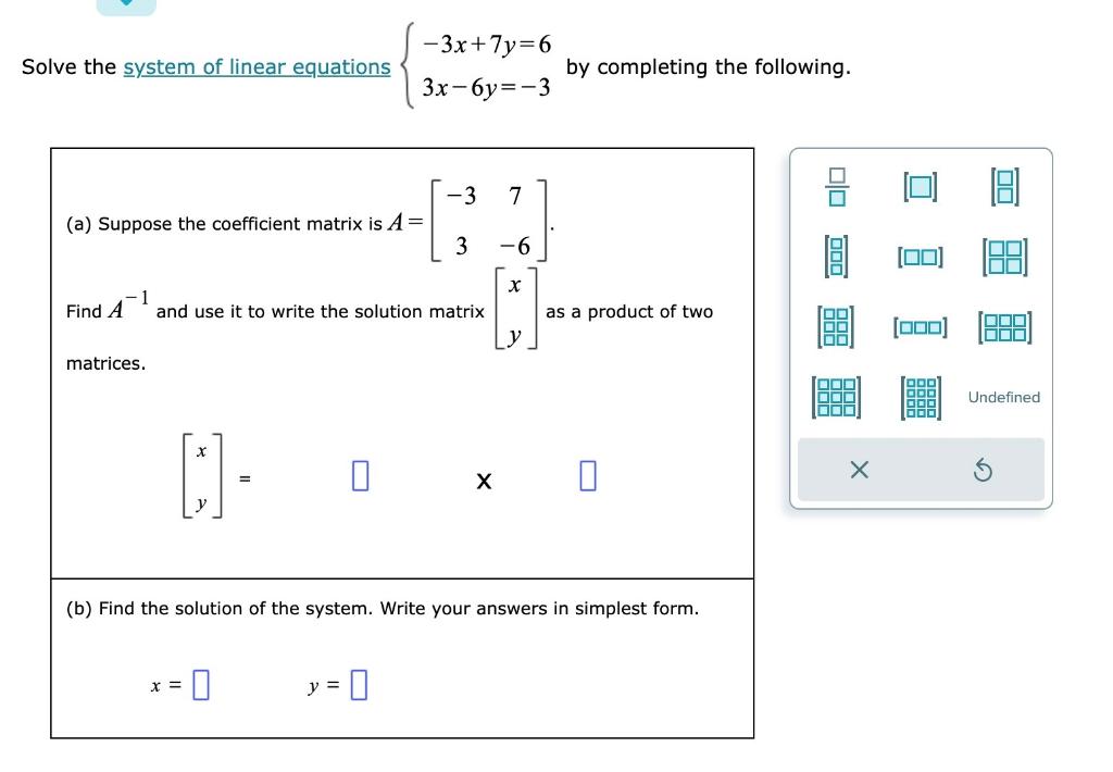 Solved Solve the system of linear equations | Chegg.com