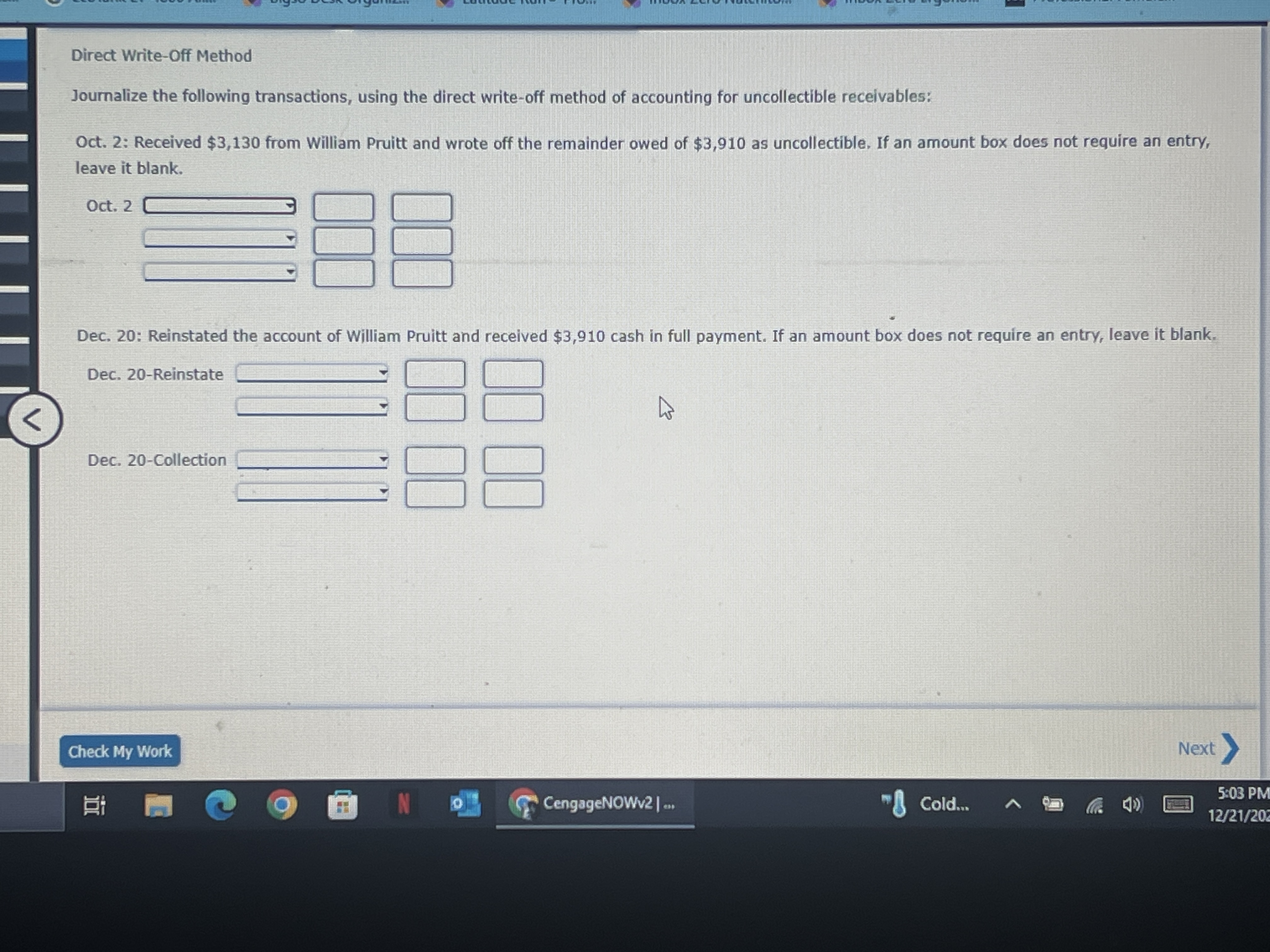 Solved Direct Write-Off MethodJournalize the following | Chegg.com