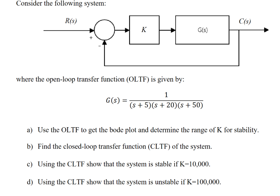 Solved Use the OLTF to get the bode plot and determine the | Chegg.com Solved Use the OLTF to get the bode plot and determine the | Chegg.com
