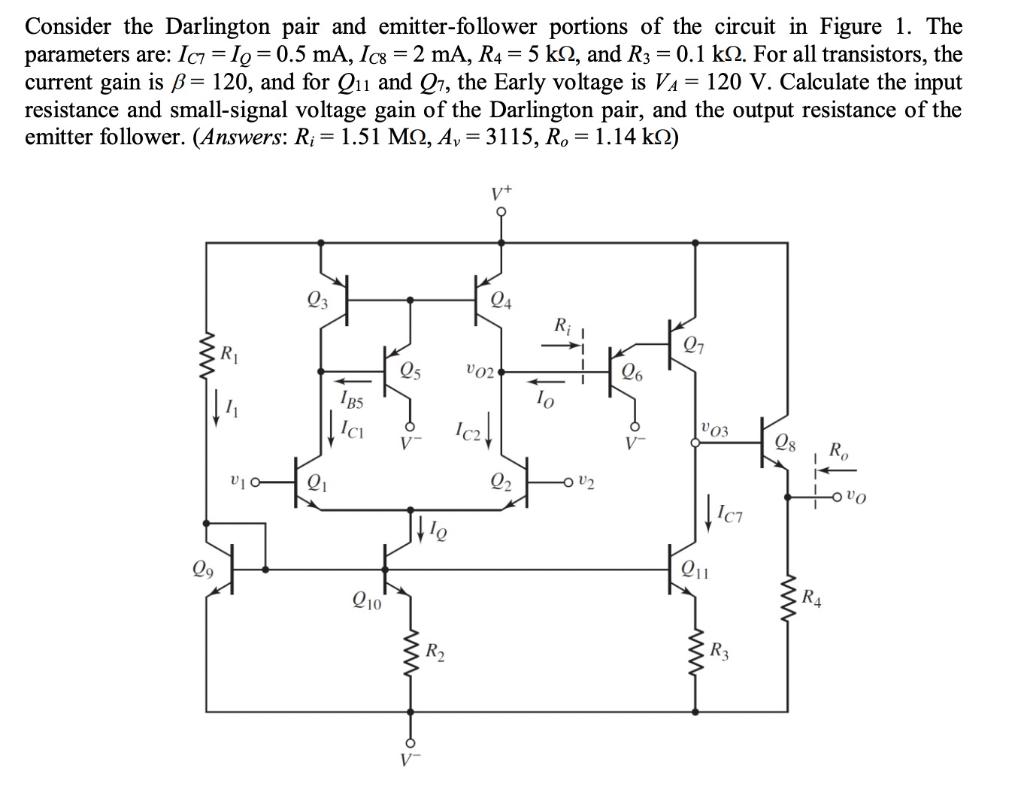 Solved Consider the Darlington pair and emitter-follower | Chegg.com