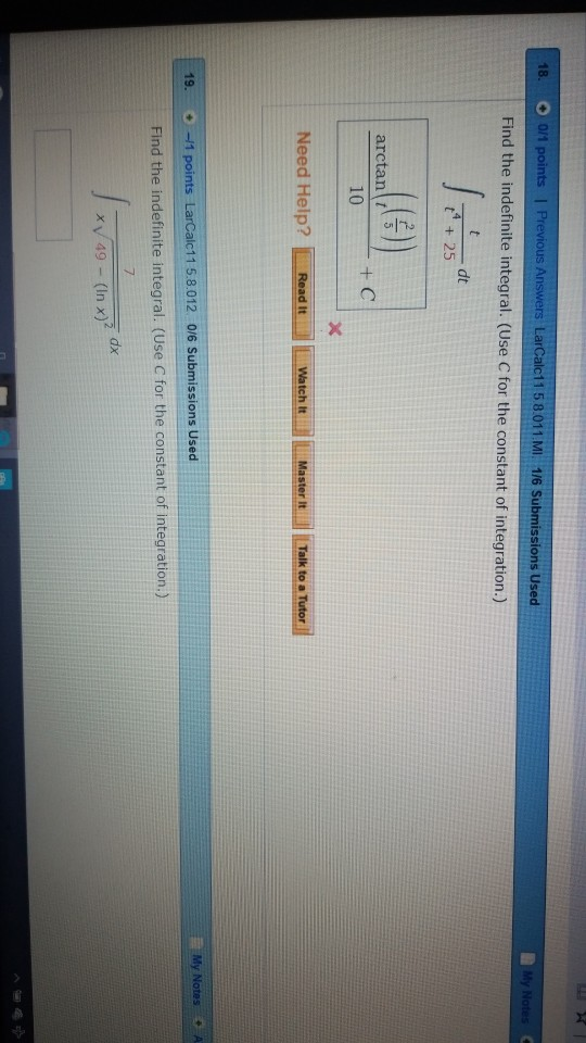 Solved 0/1 points | Previous Answers LarCalc11 5 8.011 MI. | Chegg.com