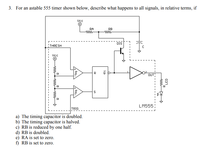 Solved 3. For an astable 555 timer shown below, describe | Chegg.com