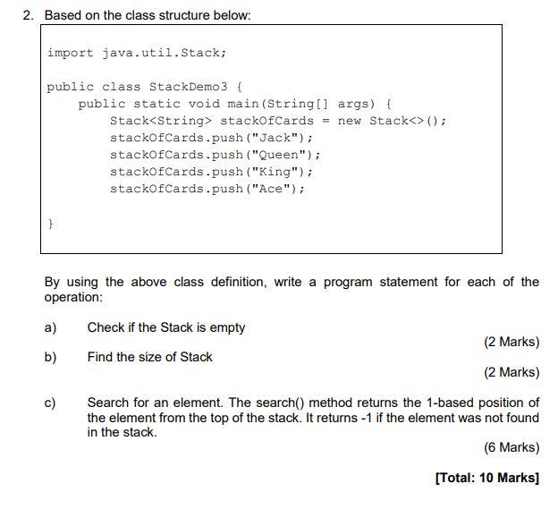 Solved 2. Based on the class structure below: import | Chegg.com