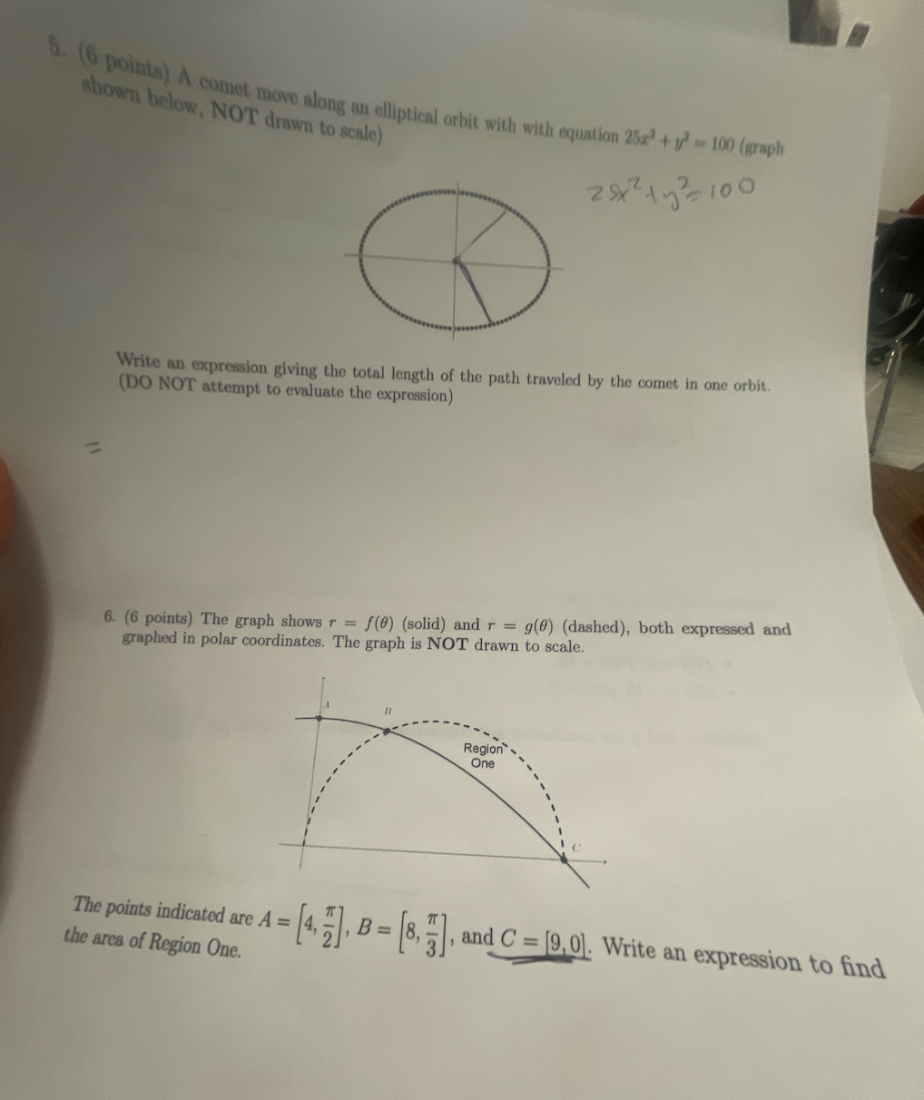 Solved Q. (6 points) A comet move along an elliptical orbit | Chegg.com