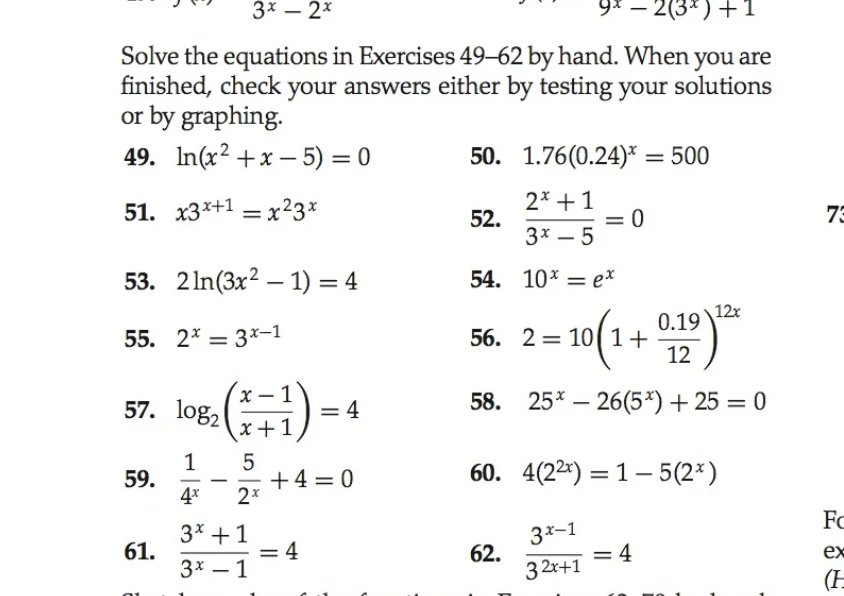 Solved Solve the equations in Exercises 49-62 by hand. When | Chegg.com