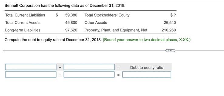 Solved Bennett Corporation has the following data as of | Chegg.com