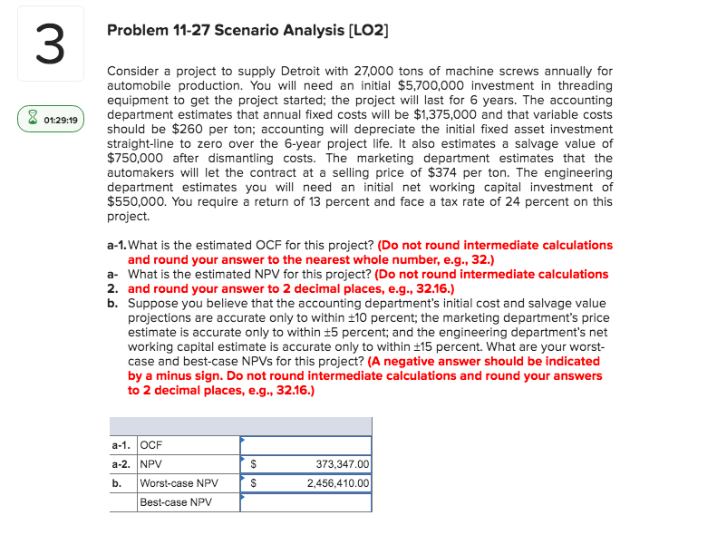 Solved Problem 11-27 Scenario Analysis (LO2] 8 01:29:19 | Chegg.com