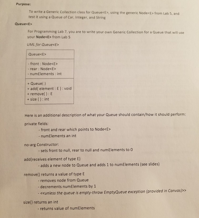 Solved Purpose: To write a Generic Collection class for | Chegg.com