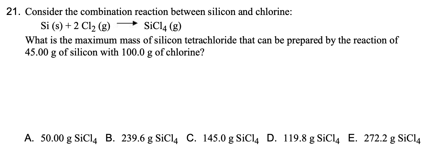 Solved 1. Consider the combination reaction between silicon | Chegg.com