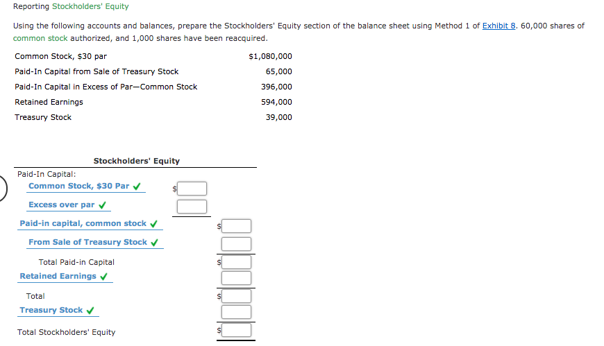 Solved Reporting Stockholders' Equity Using the following | Chegg.com