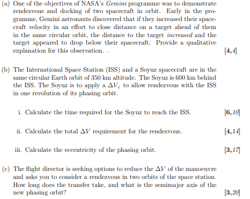 Solved (a) ﻿One of the objectives of NASA's Gemini programme | Chegg.com