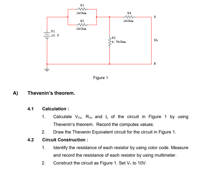 Solved RI 1kOhm R4 R2 1kOhm 2kOhm vi .10 V R3 4.7kOhm RL B | Chegg.com