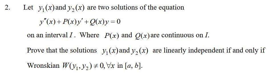 Solved Let y1(x) and y2(x) are two solutions of the equation | Chegg.com