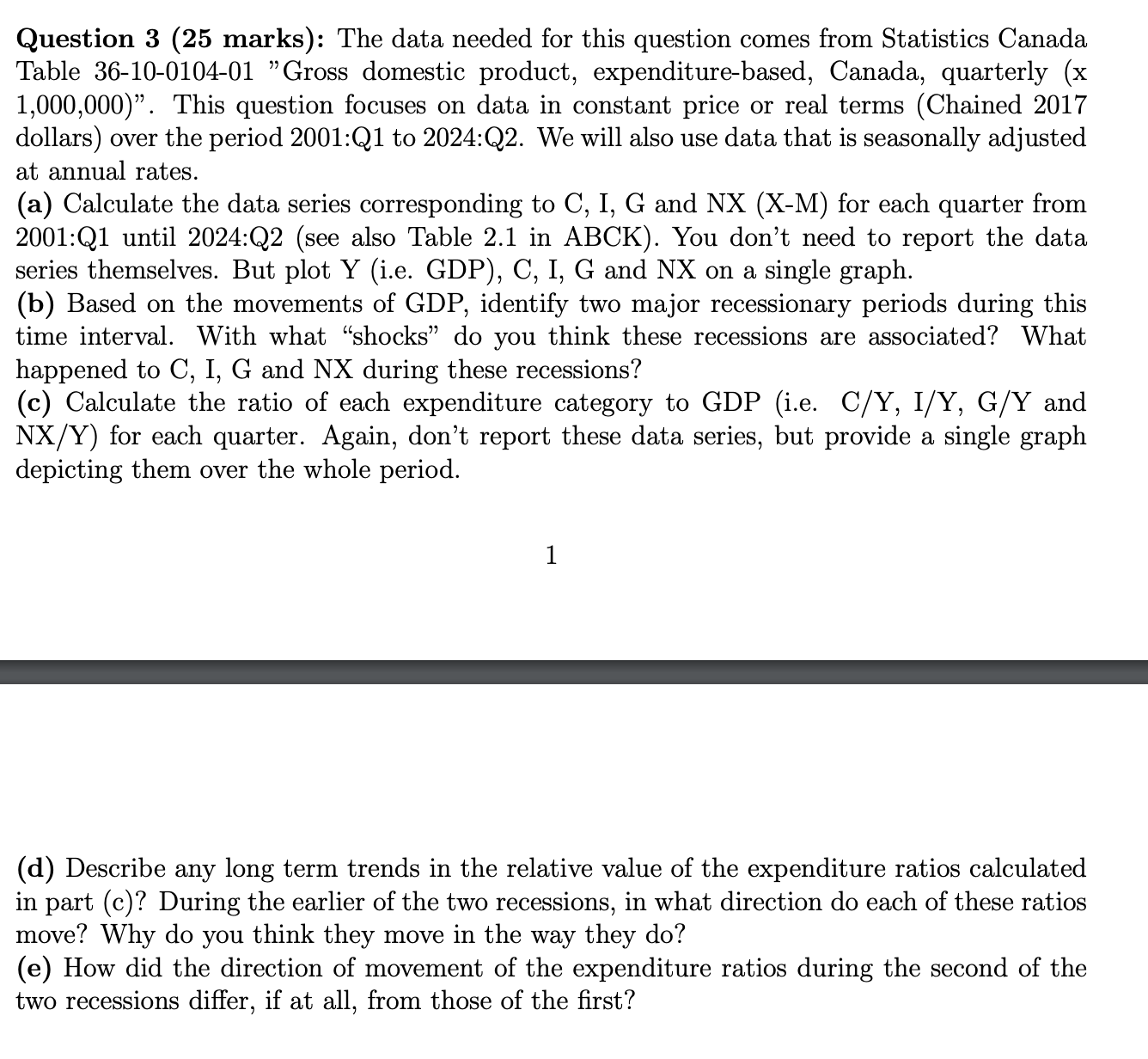 Solved Question 3 ( 25 ﻿marks): The data needed for this | Chegg.com