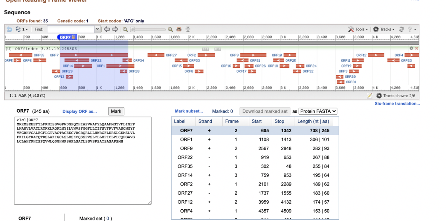 Solved Open Reading Frame (ORF) Finder: Any stretch of DNA | Chegg.com