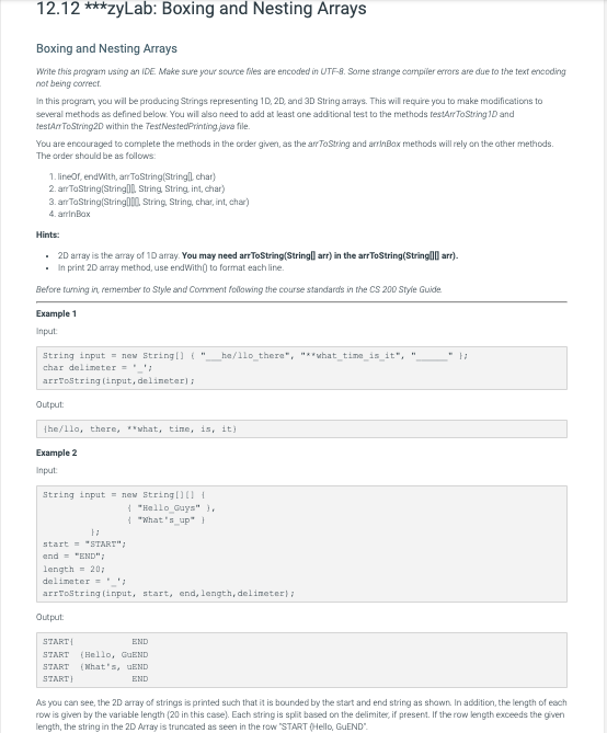 Solved Boxing and Nesting Arrays Wote this program using an | Chegg.com