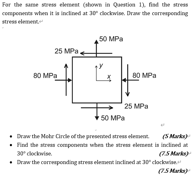 Solved For the same stress element (shown in Question 1), | Chegg.com