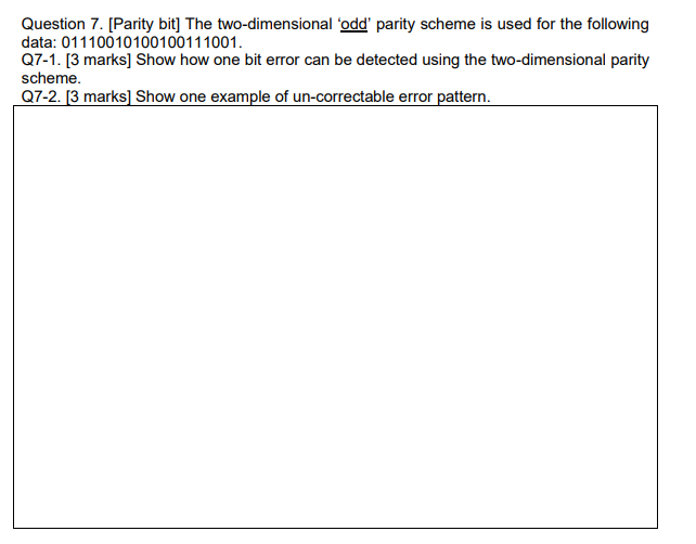 Solved Question 7. [Parity bit] The two-dimensional 'odd' | Chegg.com