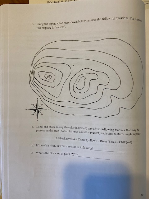 Solved INVOICE WA The 3. Using the topographic map shown | Chegg.com