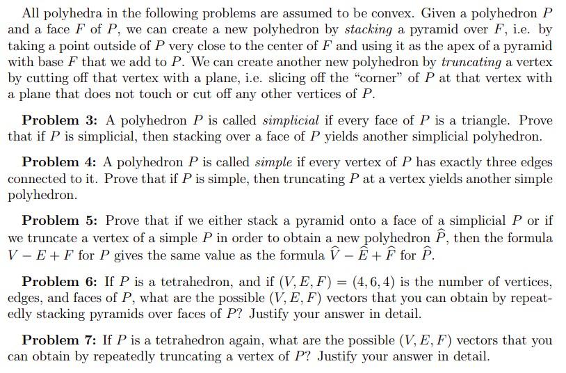 Solved All polyhedra in the following problems are assumed | Chegg.com