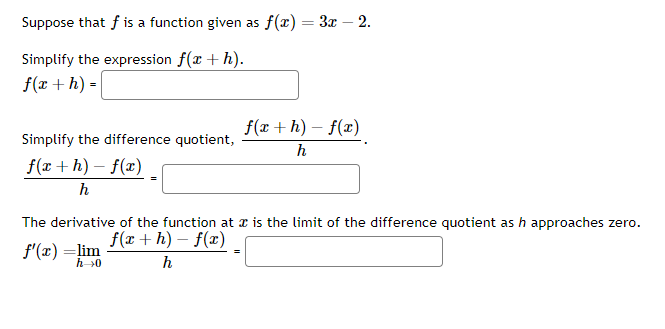 Solved Suppose that f is a function given as f(x)=3x−2. | Chegg.com
