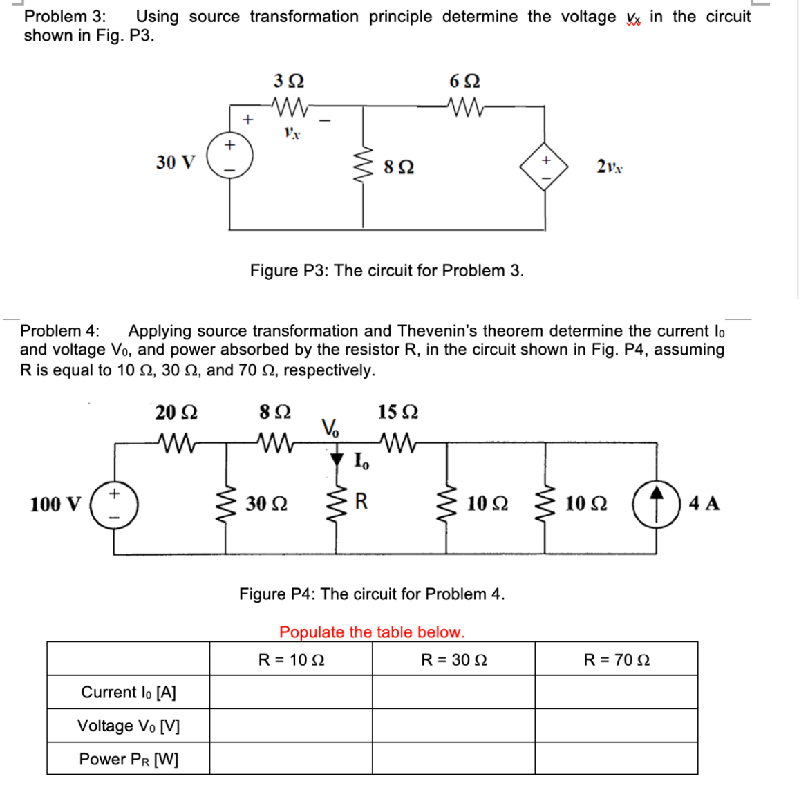 Solved Problem 3: Using source transformation principle | Chegg.com