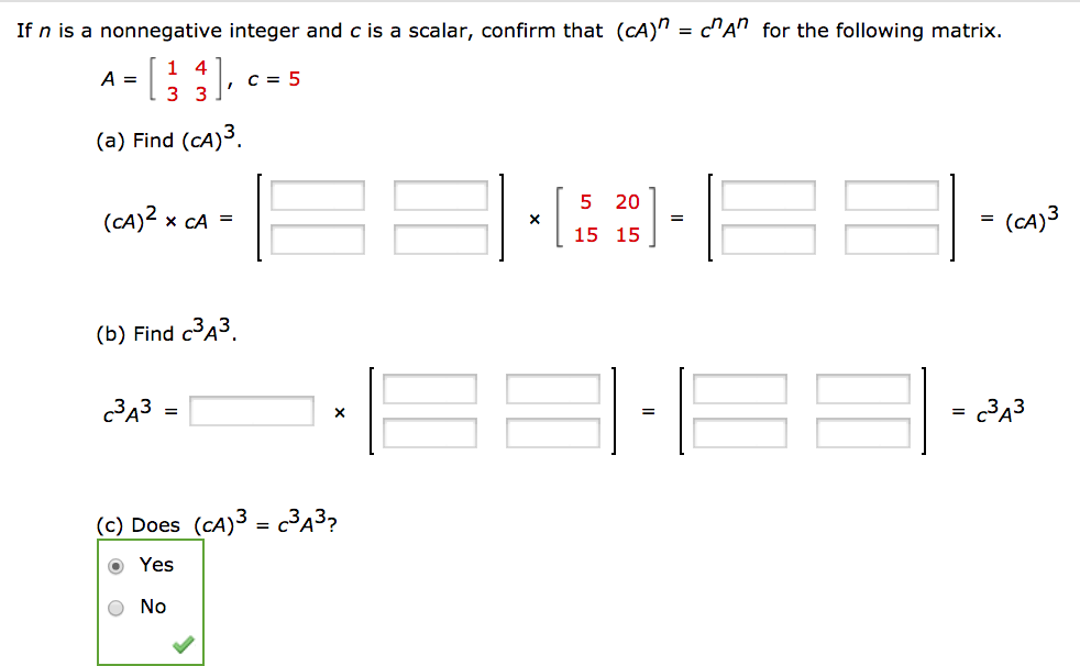 Solved If n is a nonnegative integer and c is a scalar, | Chegg.com