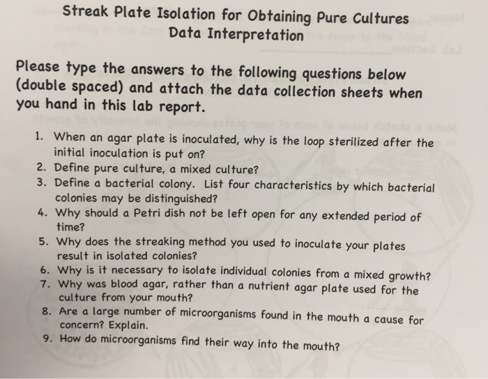 Solved Streak Plate Isolation for Obtaining Pure Cultures | Chegg.com