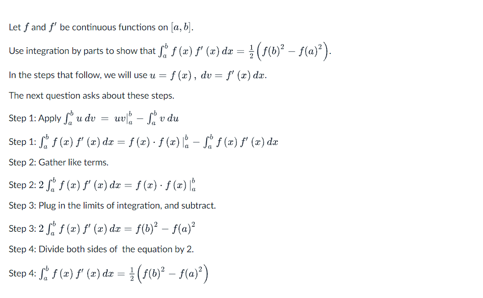 Solved Use integration by parts to show that | Chegg.com
