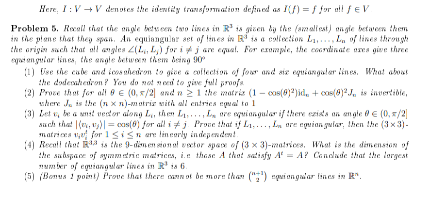 Solved Here, I :V + V denotes the identity transformation | Chegg.com