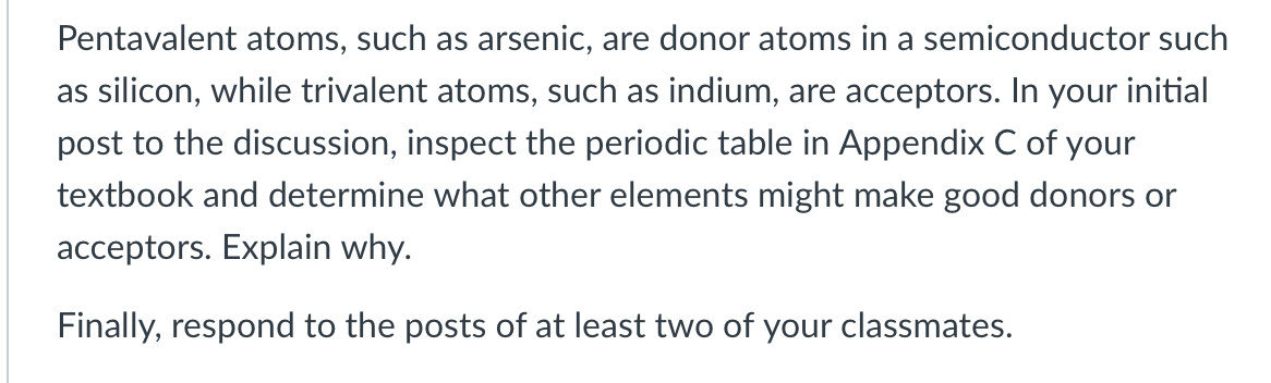 Solved Pentavalent atoms, such as arsenic, are donor atoms | Chegg.com
