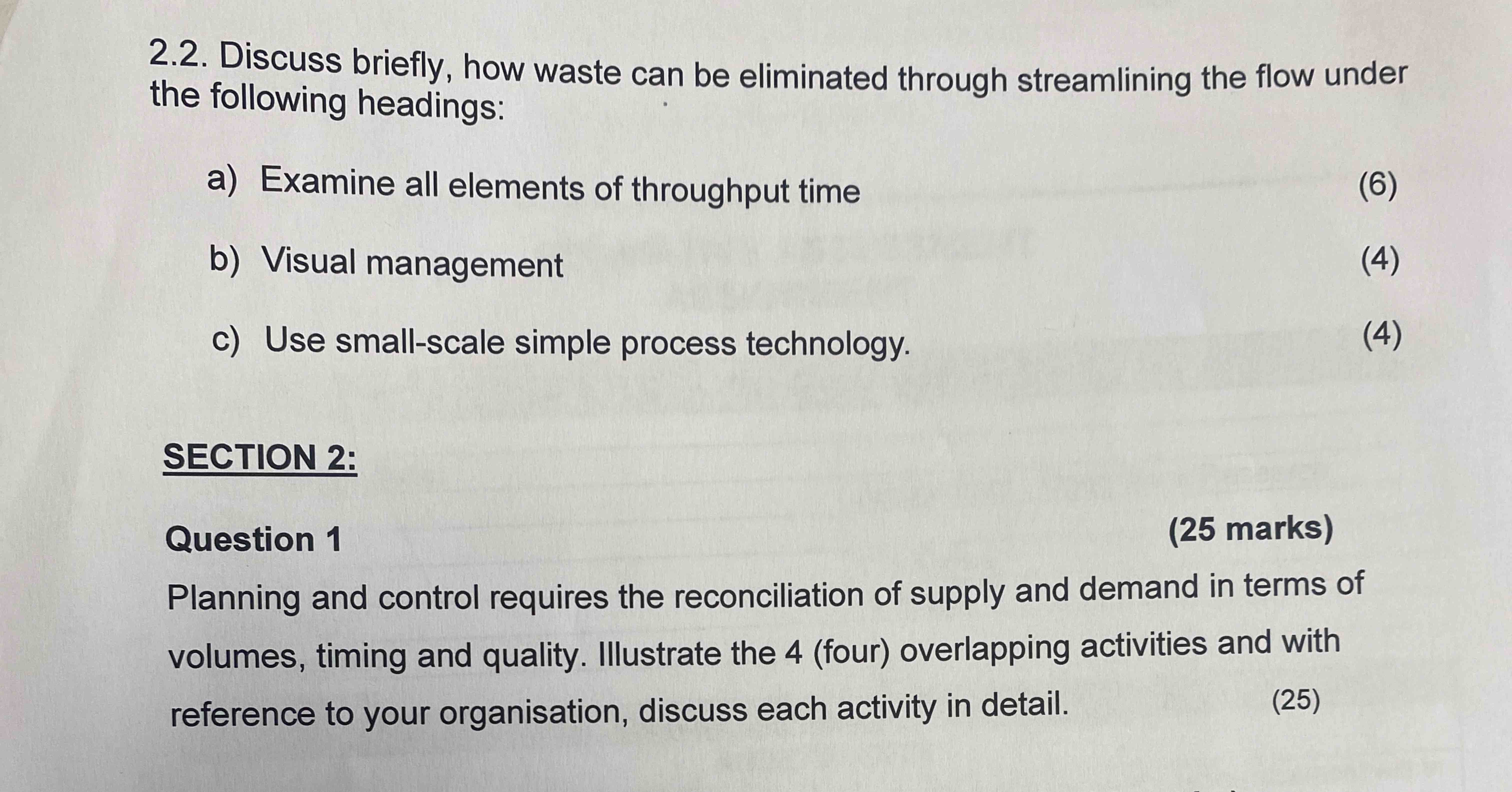 Solved 2.2. ﻿Discuss briefly, how waste can be eliminated | Chegg.com