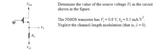 Solved Determine the value of the source voltage VS in the | Chegg.com