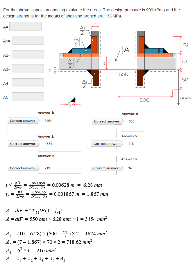 Solved For the shown inspection opening evaluate the areas. | Chegg.com