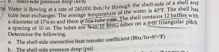 Solved D. Shell-side pressure drop (kra 56 Water is flowing | Chegg.com