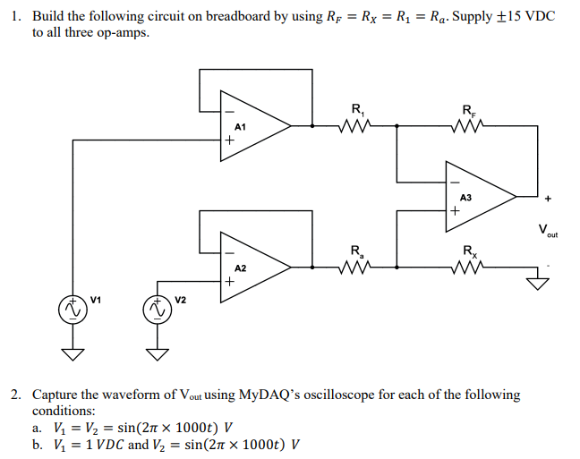 Solved 1. Build the following circuit on breadboard by using | Chegg.com