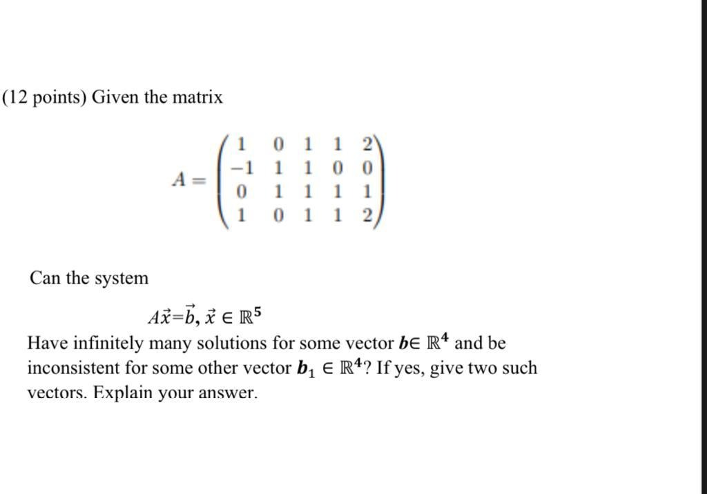 Solved (12 points) Find the reduced row echelon form of the | Chegg.com